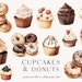 Cupcakes & Donuts, Baking Watercolor Clipart, Dessert Png Graphics ...