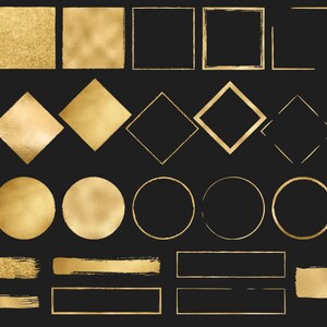 Gold Design Elements, Gold Brush Strokes, Foil, Glitter, Frames ...