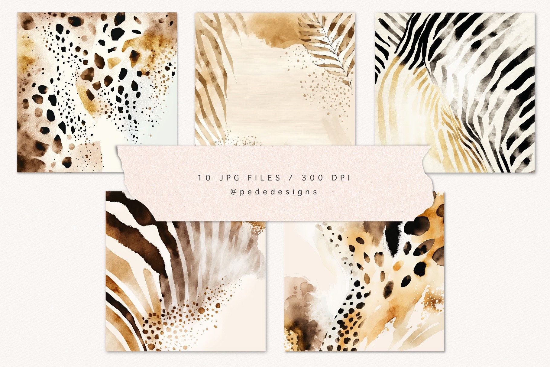 Abstract Safari Backgrounds | Watercolor Animal Print Digital Papers ...