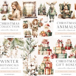 Winter Mega Bundle, Clipart Library, Watercolor Illustration, Seasonal ...