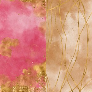Watercolor Textures With Gold Pink Watercolor Digital Paper - Etsy