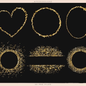 Gold Frames Clip Art, Glitter Geometric, Sparkly Design Elements ...