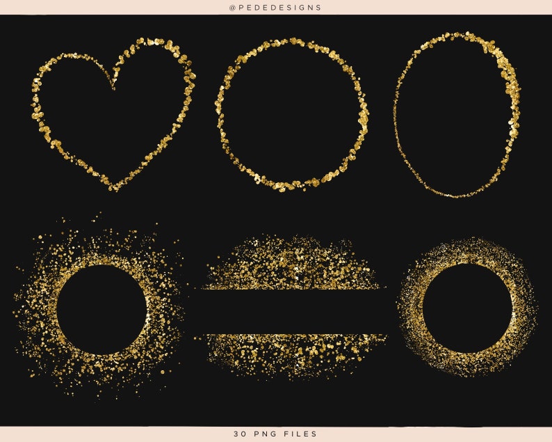 Gold Frames Clip Art, Glitter Geometric, Sparkly Design Elements ...