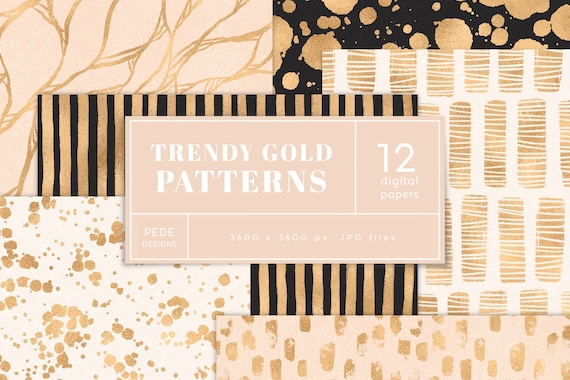 Gold Digital Paper Pack Elegant Background Gold Foil - Etsy