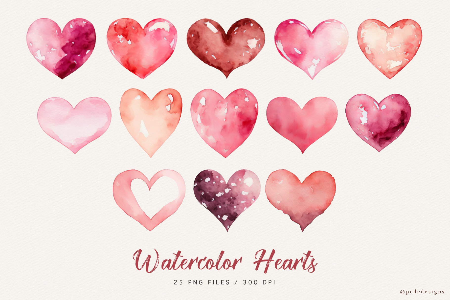 Watercolor Hearts Clipart Watercolor Love Clipart - Etsy