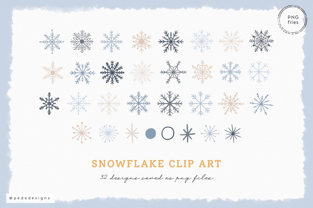 Snowflake Clip Art, Winter Clipart, Planner Stickers, Snow Png ...