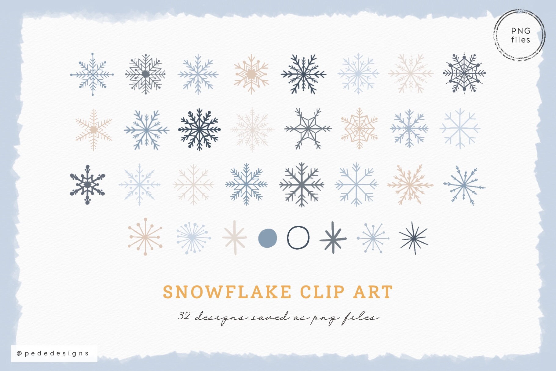 Snowflake Clip Art Winter Clipart Planner Stickers Snow - Etsy