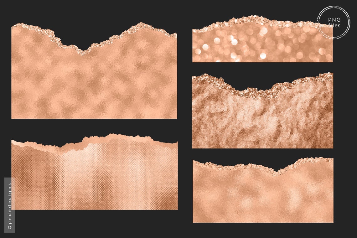 Rose Gold Glam Borders Clip Art Torn Paper Rose Gold - Etsy