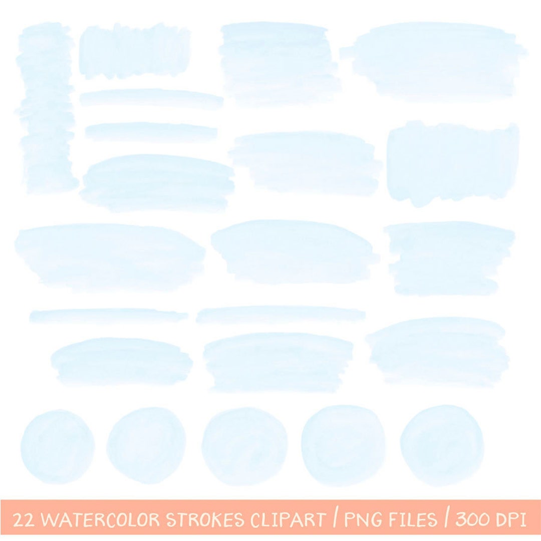 Bright Blue Watercolor Strokes Clipart, Hand Painted Overlays, Logo ...