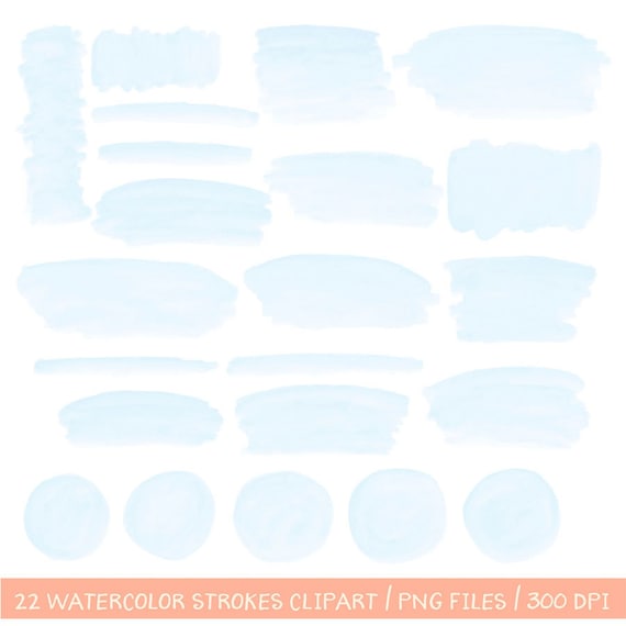 Bright Blue Watercolor Strokes Clipart Hand Painted Overlays - Etsy