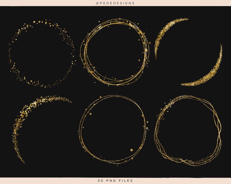 Gold Frames Clip Art Glitter Geometric Sparkly Design - Etsy