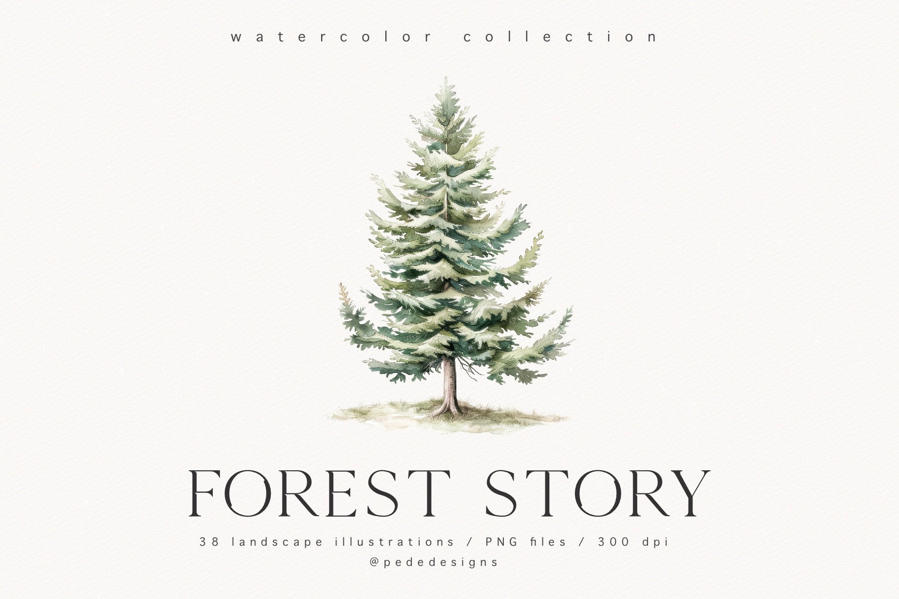 Watercolor Landscape Illustrations - Forest Story Collection, Woodland ...
