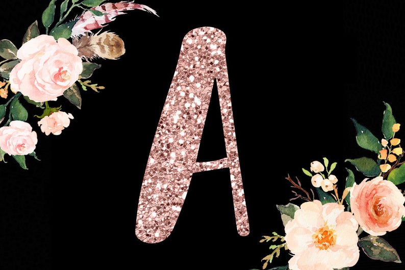 Rose Gold Glitter Alphabet Clipart Sparkly Letters Rose Gold - Etsy