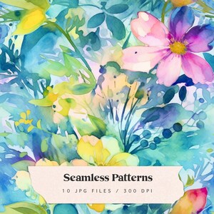 Watercolor Floral Digital Paper, Watercolor Spring Garden Pattern ...