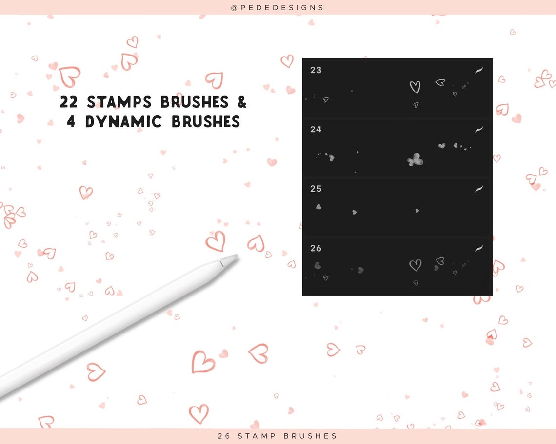 Watercolor Heart Stamps for Procreate Heart Brushes Shapes - Etsy