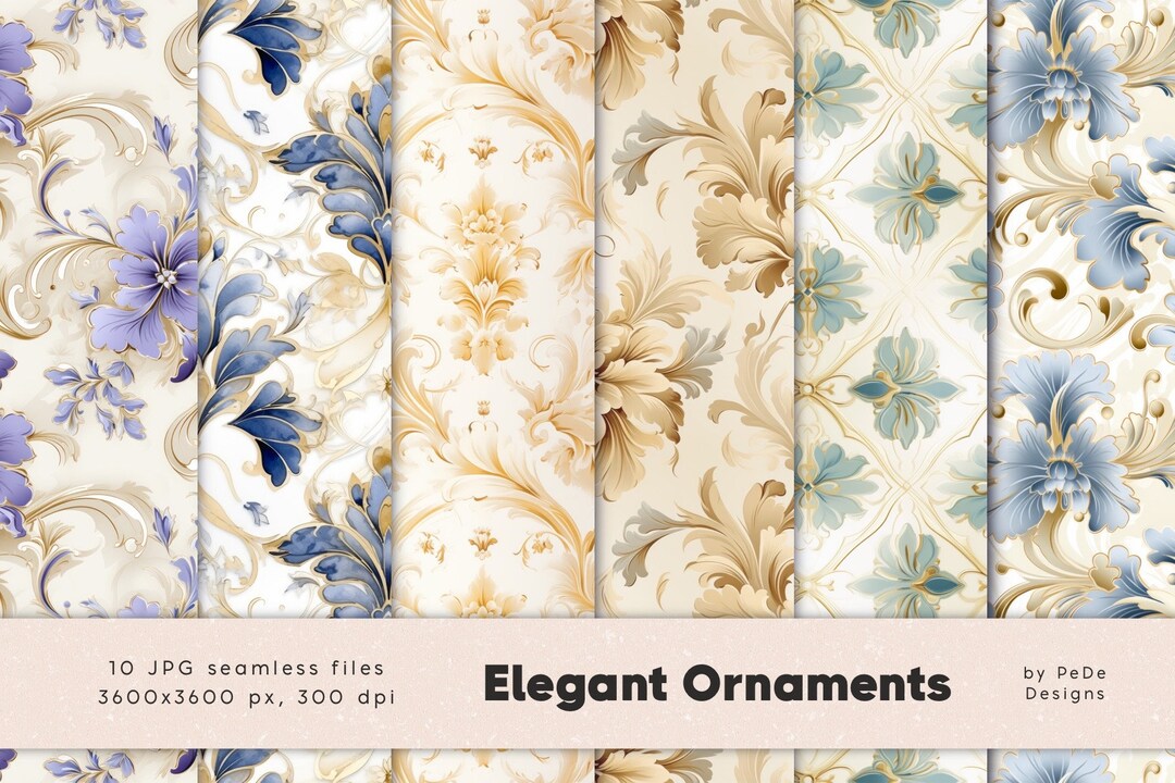 Elegant Digital Paper, Ornaments Patterns, Decorative Seamless Patterns ...