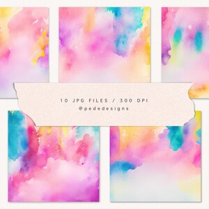 Watercolor Multicolor Backgrounds, Watercolor Digital Paper, Hand ...