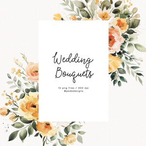 Wedding Bouquets, Watercolor Peach Flowers, Floral Clipart, Wedding ...