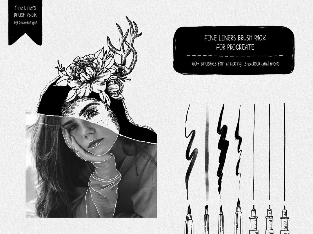 Fine Liners Brush Pack for Procreate, Drawing Brushes, Brush Set for ...