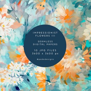 Abstract Impressionist Flowers, Digital Papers, Abstract Seamless Paper ...