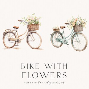 Bike With Flowers, Watercolor Clipart, Watercolor Spring, Wedding ...