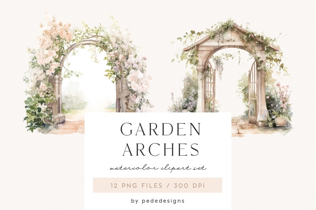 Garden Arches, Watercolor Clipart, Spring Graphics, Wedding Arch ...