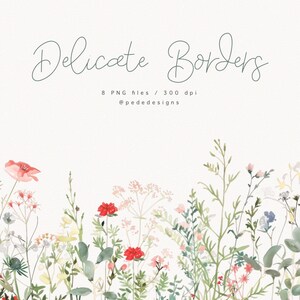 Delicate Borders, Watercolor Wild Flowers Clipart, Watercolor Floral ...