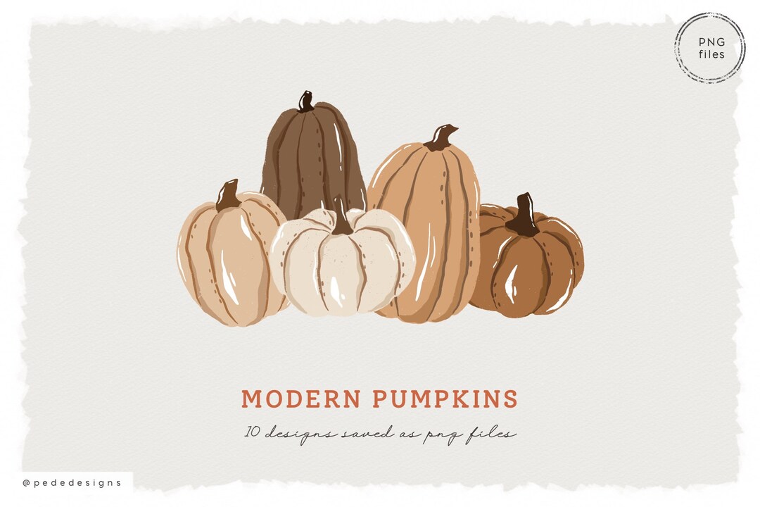 Autumn Clip Art, Modern Pumpkins, Planner Stickers, Fall Clipart ...