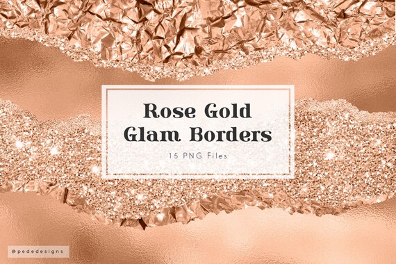 Rose Gold Glam Borders Clip Art Torn Paper Rose Gold - Etsy