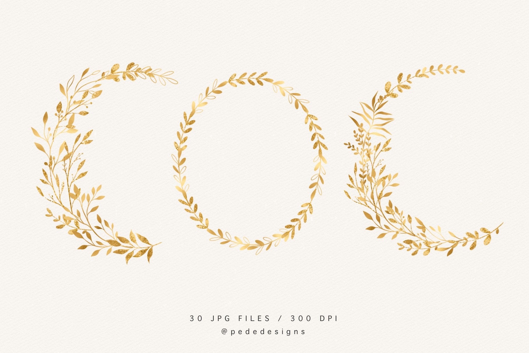 Gold Wreaths and Laurels Clipart Gold Botanical Frame Gold - Etsy