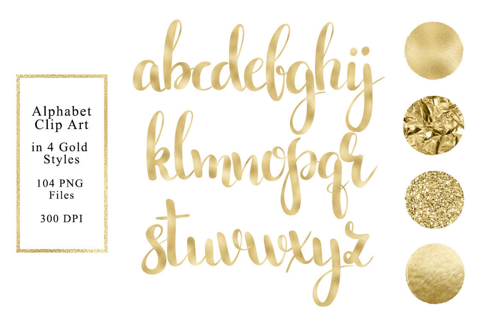 Gold Alphabet Clip Art 4 Elegant Styles Gold Foil Gold - Etsy