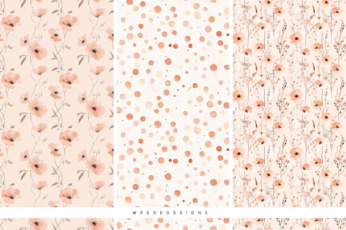 Peach Planner Digital Paper Pack, Planner Girl, Floral Digital Papers ...