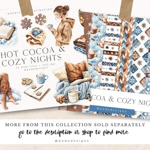 Hot Cocoa & Cozy Nights Clipart Bundle, Watercolor Winter, Cozy Winter ...