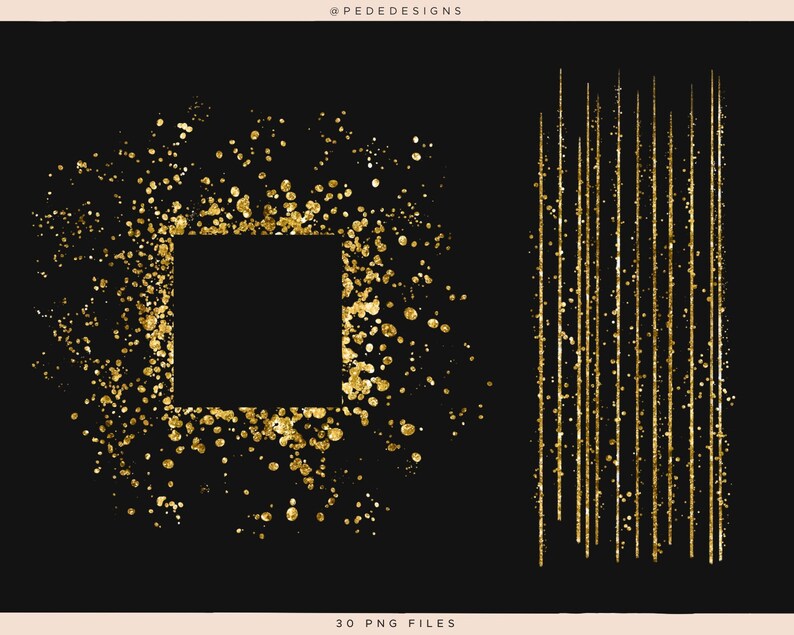 Gold Frames Clip Art, Glitter Geometric, Sparkly Design Elements ...