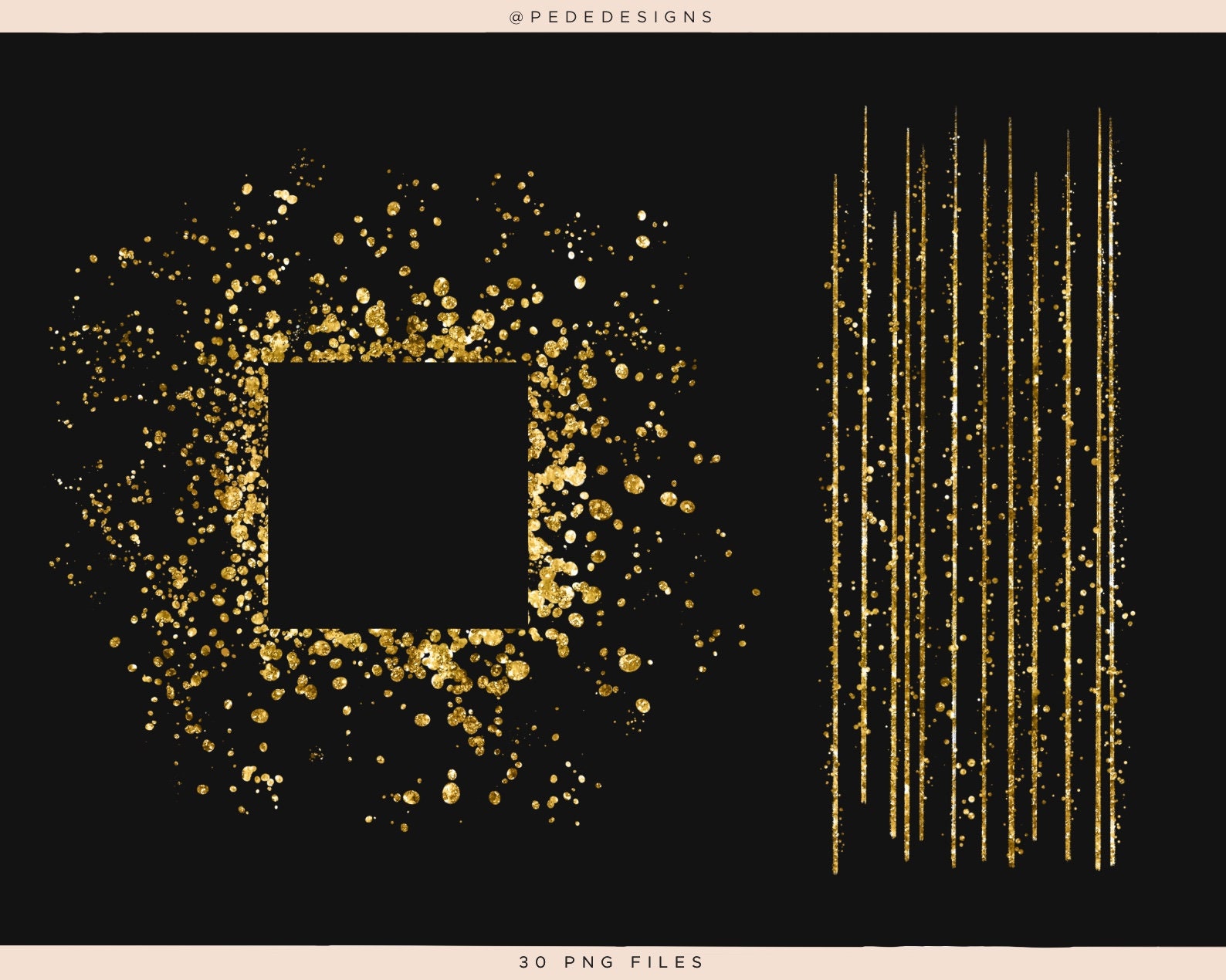Gold Frames Clip Art, Glitter Geometric, Sparkly Design Elements ...