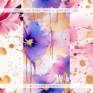 Abstract Flowers, Digital Paper Pack, Abstract Floral Seamless Digital ...