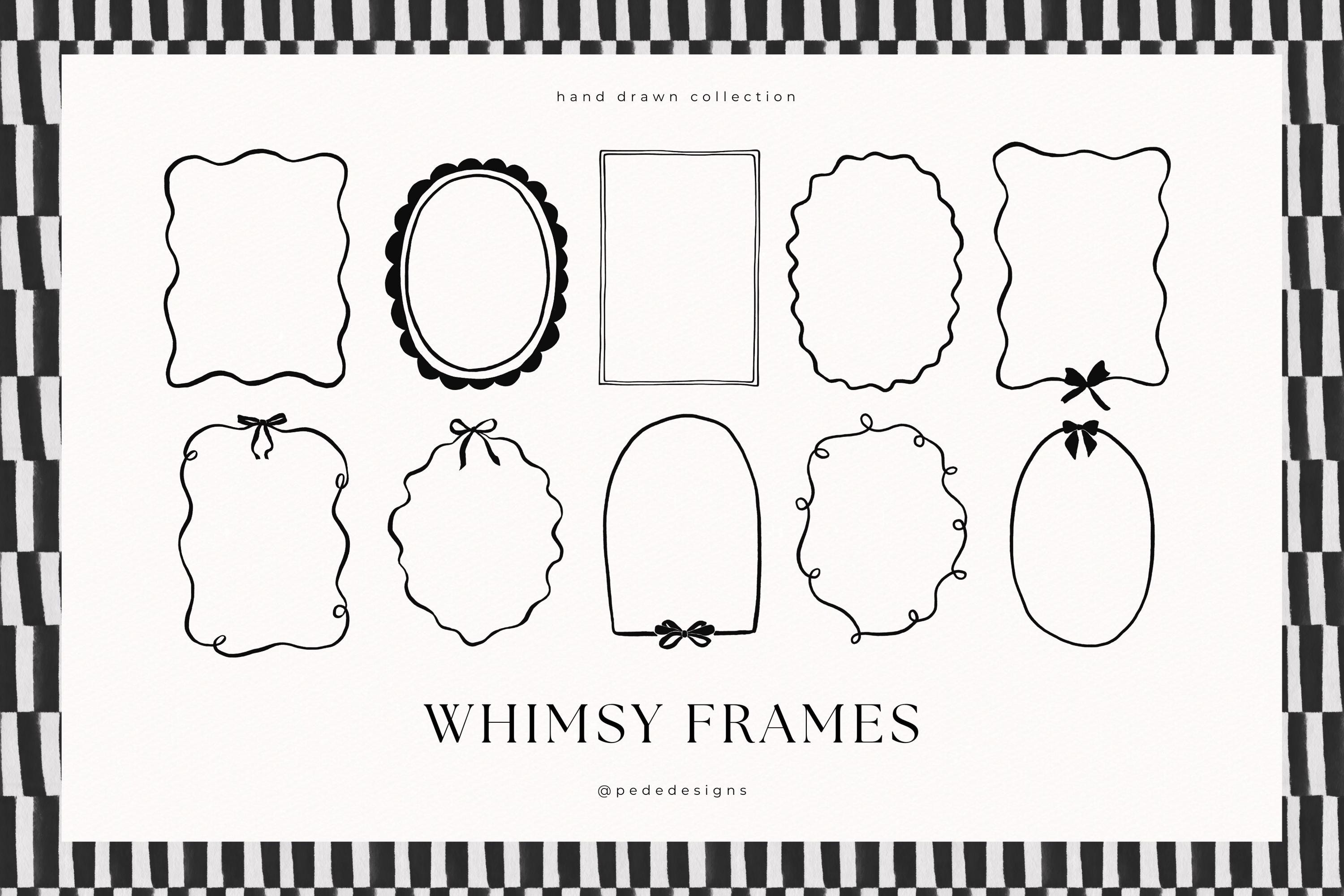 Whimsy Frames | 50 Hand-drawn Frames SVG PNG | Minimalist Line Art ...