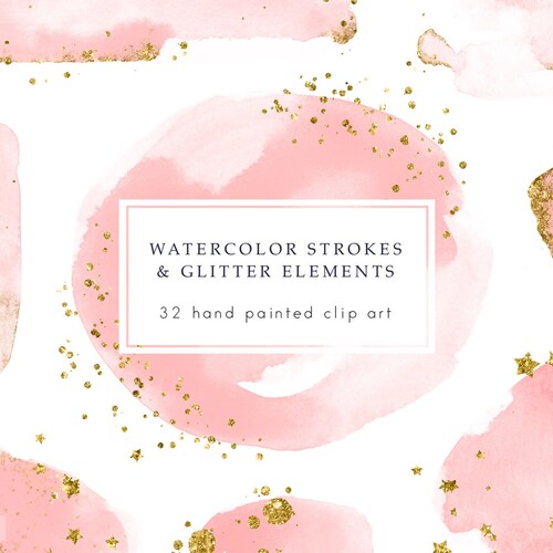 Watercolor Splashes Clip Art Pink Watercolor Brush Strokes - Etsy
