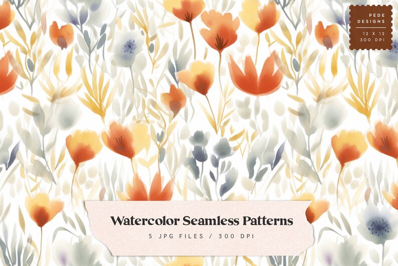 Watercolor Floral Digital Paper, Watercolor Spring Pattern, Seamless ...