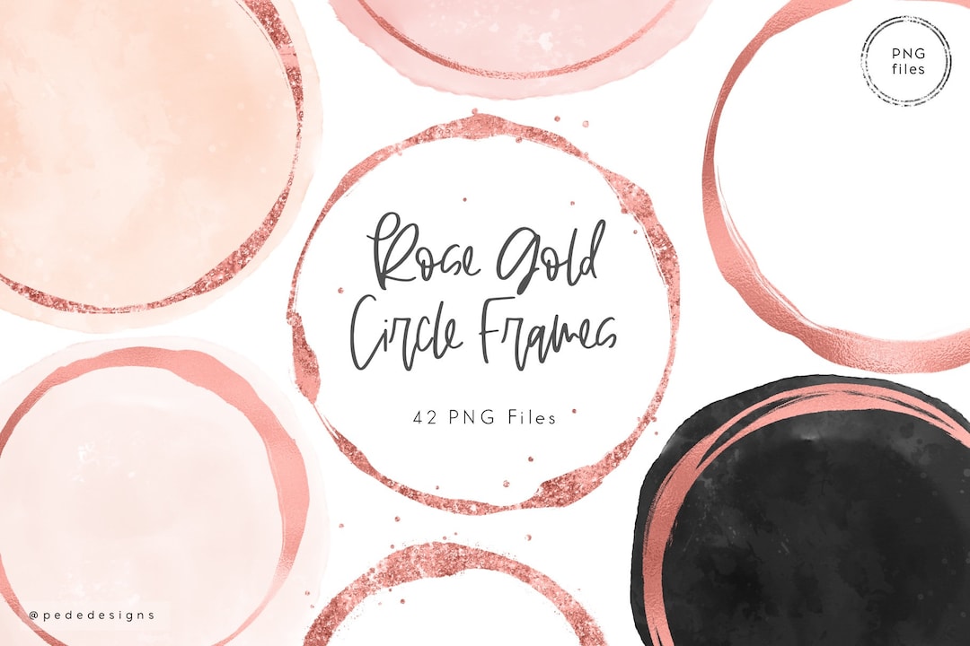 Rose Gold Circle Frames Clipart, Rose Gold Design Elements, Rose Gold ...