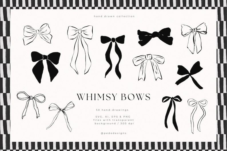 Whimsy Bows – 50 Hand-drawn Ribbon Illustrations for Elegant Design ...