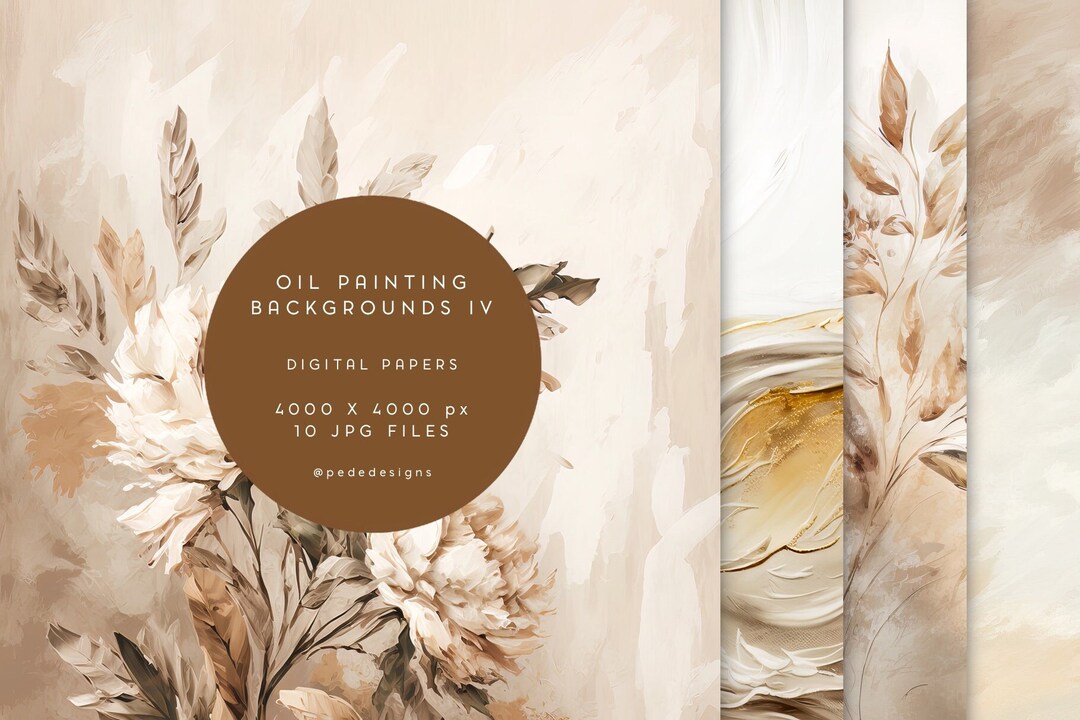 Oil Painting Backgrounds, Digital Paper Pack, Oil Brush Art, Floral ...