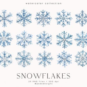 Snowflakes Clip Art, Watercolor Winter Clipart, Planner Stickers, Snow ...