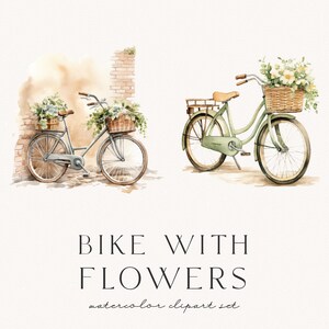 Bike With Flowers, Watercolor Clipart, Watercolor Spring, Wedding ...