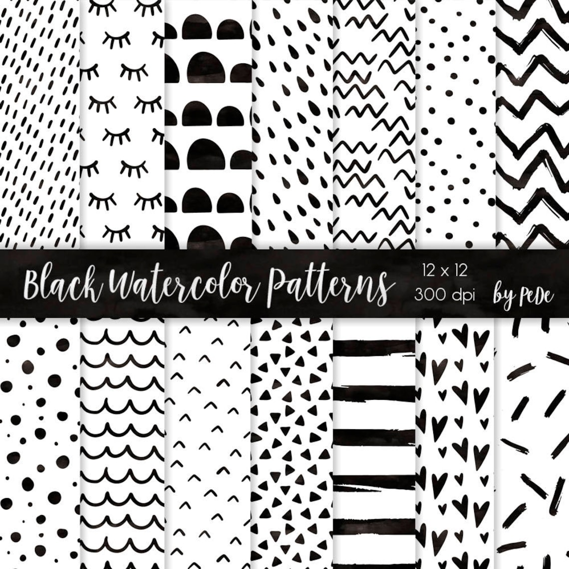 Black Watercolor Digital Papers Watercolor Black Patterns - Etsy