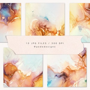 Alcohol Ink Backgrounds, Digital Paper Pack, Delicate Alcohol Ink Art ...