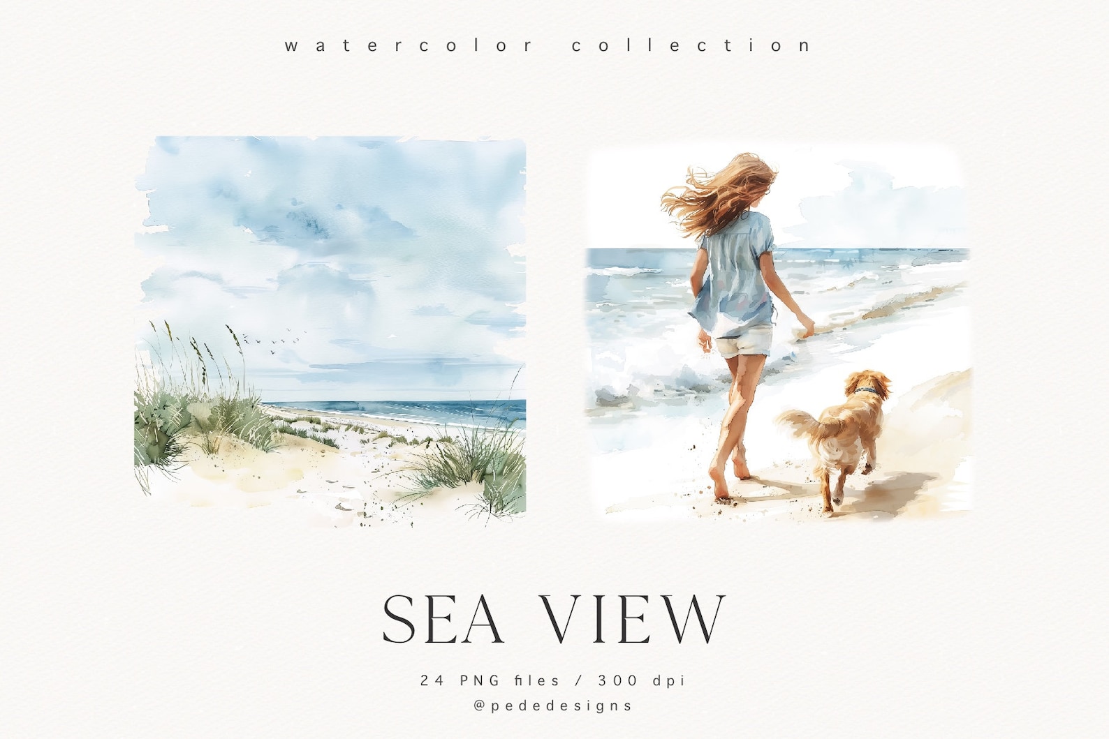 Sea View Illustration, Watercolor View Clipart, Travel Graphics, Summer ...
