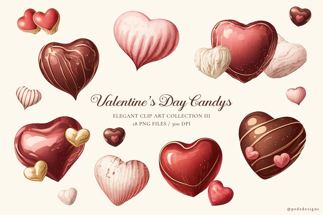 Valentine's Day Candy Clip Art, Red Hearts Png, Love Clipart, Sweets ...