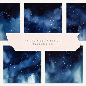 Watercolor Deep Sky Backgrounds, Starry Night, Space Background, Night ...