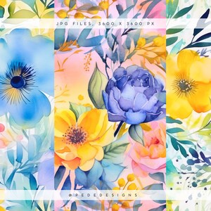 Watercolor Floral Digital Paper, Watercolor Spring Garden Pattern ...